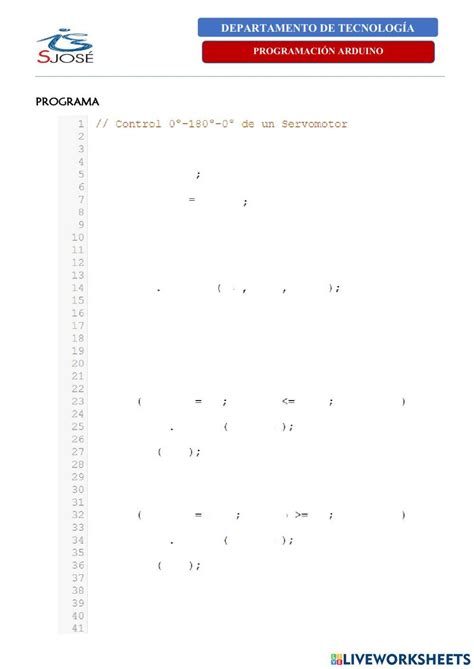 Práctica Programación Arduino 12 worksheet | Live Worksheets
