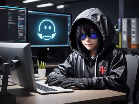 Scammer With Mask And Hood Hacking Security Server Installing Virus To