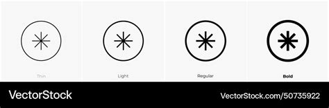 asterisk icon thin light regular and bold style vector image