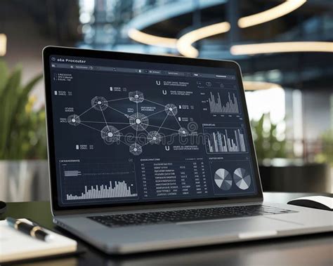 Internet Information Technology Concept Laptop Computer Showing Internet Data Processing Screen