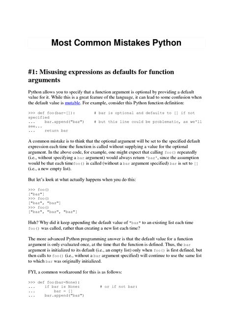 SOLUTION Most Common Mistakes Python Studypool