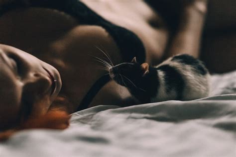 Woman Bed Mouse Royalty Free Photo