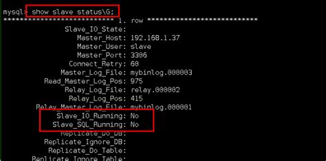 主从复制slaveiorunning No Slavesqlrunning No ，slave Failed To