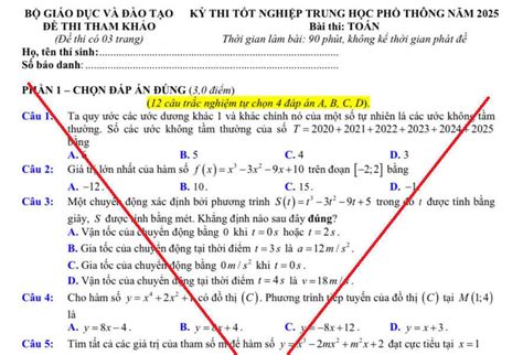 Đề thi tham khảo tốt nghiệp THPT 2025 trên mạng là giả mạo