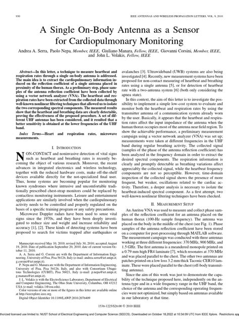 A Single On Body Antenna As A Sensor For Cardiopulmonary Monitoring Fft Pdf Filter Signal
