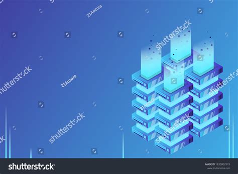 Server Room Isometric Vector Futuristic Technology Stock Vector Royalty Free 1835002519