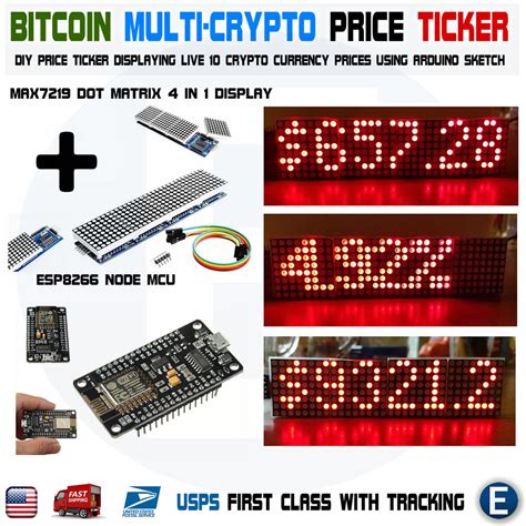 Diy Arduino Multi Crypto Bitcoin Price Ticker Red Led Dot Matrix Displ