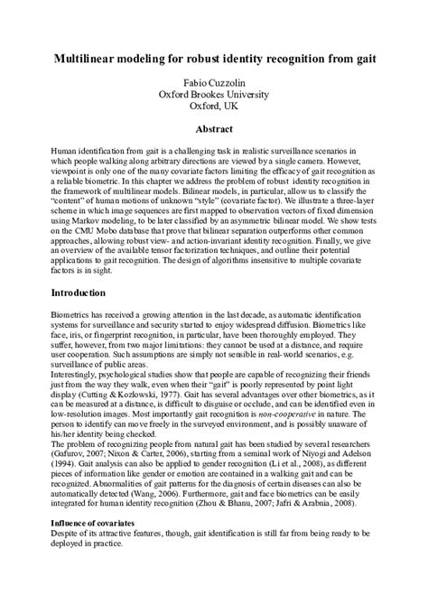 Pdf Multilinear Modeling For Robust Identity Recognition From Gait