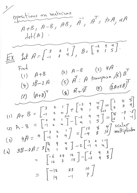 SOLUTION Linear Algebra Matrices And Matrix Operations Notes And Examples With Solutions