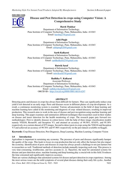 Pdf Disease And Pest Detection In Crops Using Computer Vision A