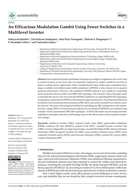 Pdf An Efficacious Modulation Gambit Using Fewer Switches In A