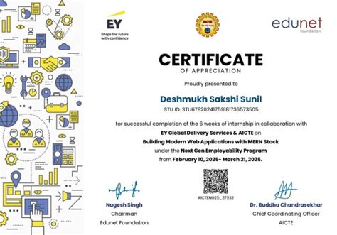 Webdevelopment Mernstack Internship Nextgenemployability Ey Aicte Sakshi Deshmukh