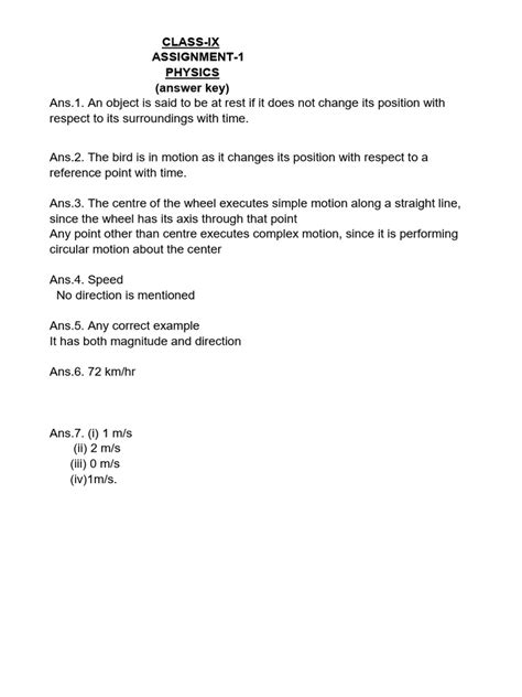 Physics Assignment Answer Key Pdf