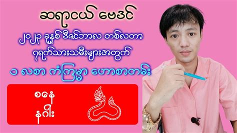 [ စနေ ] သားသမီးများအတွက် ဒီဇင်ဘာလ တစ်လတာ ဟောစာတမ်း ဆရာငယ် ဗေဒင် Youtube