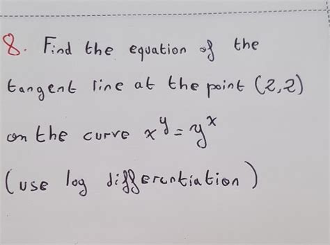 Solved 8 Find The Equation Of The Tangent Line At The Point