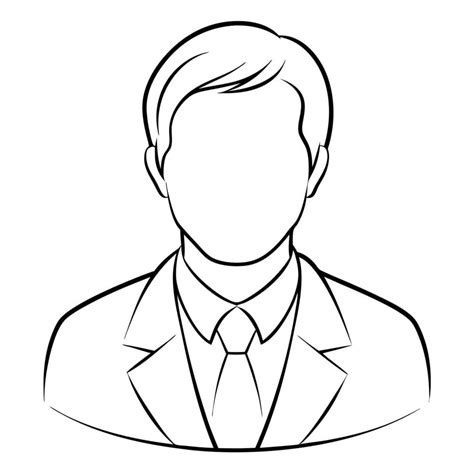 A Man In A Suit And Tie Is Shown In A Line Drawing 51005349 Vector Art