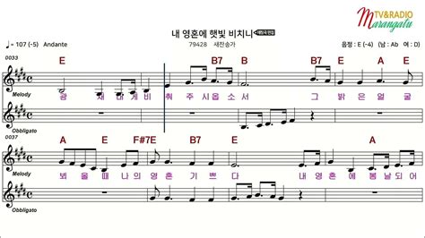 찬송가 가라오케 악보 앰알 내 영혼에 햇빛 비치니 Youtube