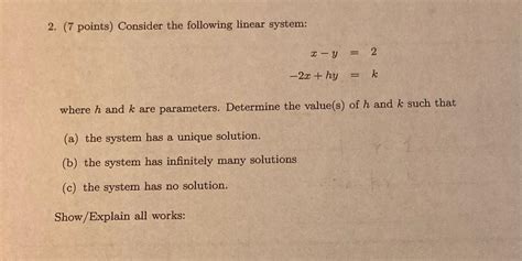 Solved Points Consider The Following Linear System Chegg