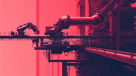 Futuristic Robotic Arms Operating In A High Tech Factory Stock Image Image Of Conveyor