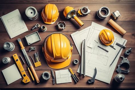 Vintage Engineering Workspace Construction Tools Premium Ai Generated Image