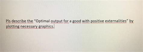 solved pls describe the optimal output for a good with