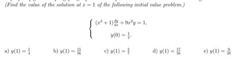 Solved Find The Value Of The Solution At X Of The Chegg
