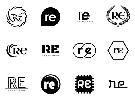 Re Logo Company Template Letter R And E Logotype Set Different