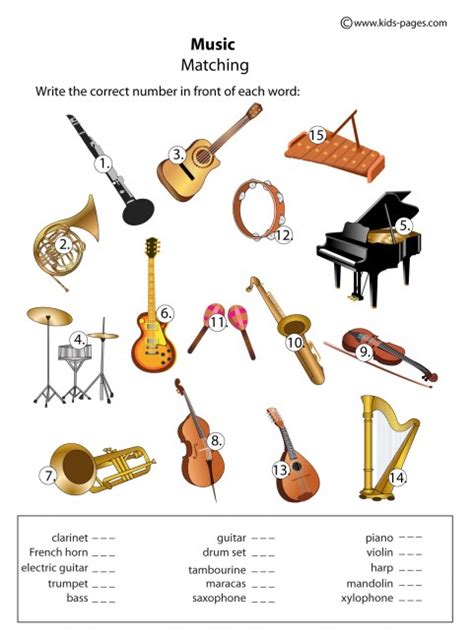 Instruments Matching Worksheet
