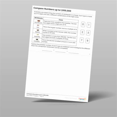 Year 5 Compare Numbers Up To 1 000 000 Discussion Problem Resource Classroom Secrets