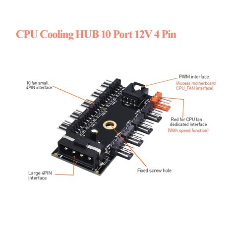 Buy Electop Pc Chassis Fan Hub Cpu Cooling Hub 10 Port 12v 4 Pin Fan Pwm Hub Molex Controller