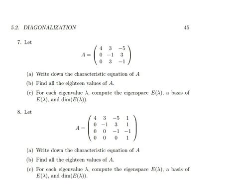 solved 5 2 diagonalization 45 7 let 4 3 5 a 0 1 3 0 3 1