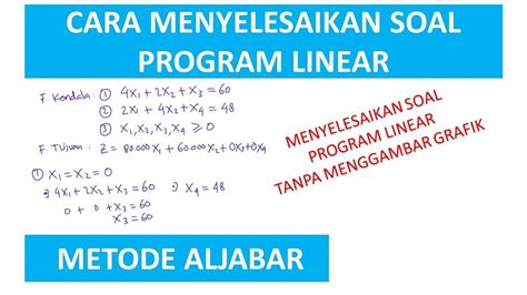 MENYELESAIKAN SOAL PROGRAM LINEAR DENGAN METODE ALJABAR YouTube