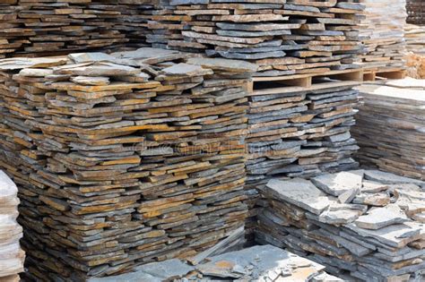 Natural Stone Blocks Packed In Stacks At A Hardware Store Warehouse