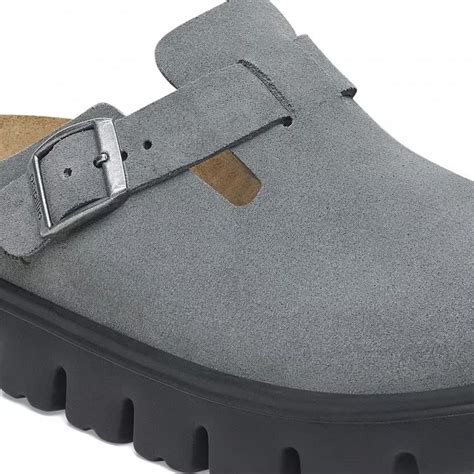 Papillio By Birkenstock Boston Chunky Suede Leather Narrow Fit Basalt