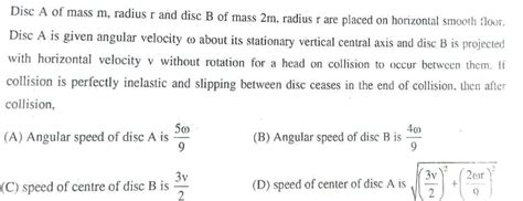 [answered] disc a of mass m radius r and disc b of mass 2m radius r are