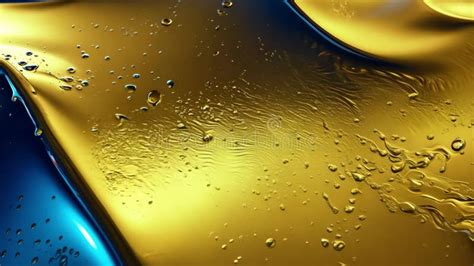 Golden Abstract Waves With Drops Create A Dynamic And Luxurious Visual Effect On A Blue