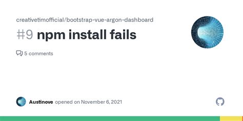 npm install fails · issue 9 · creativetimofficial bootstrap vue argon