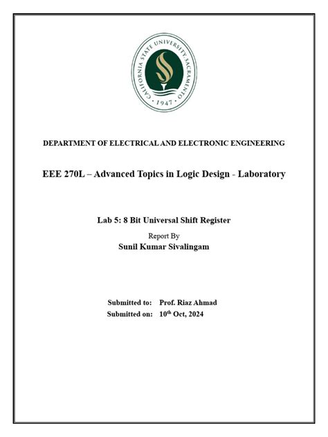 Lab 5 8 Bit Universal Shift Register Pdf Electronic Engineering