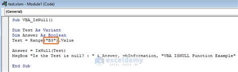 How To Use Isnull Function In Excel Vba 5 Examples Exceldemy