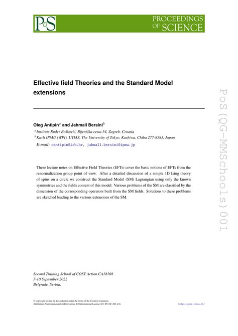 Pdf Effective Field Theories And The Standard Model Extensions