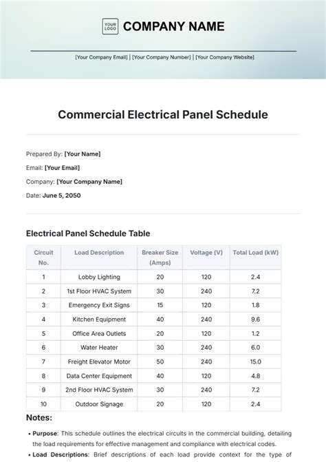 Square D Panel Schedule Template 20 Printable Panel Schedule Template