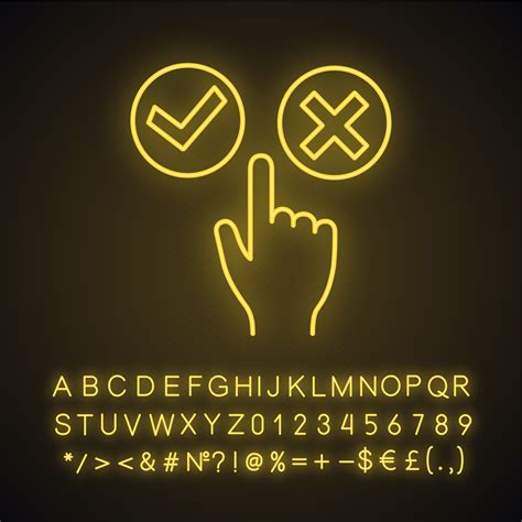 Accept And Decline Buttons Neon Light Icon Yes Or No Click Approve