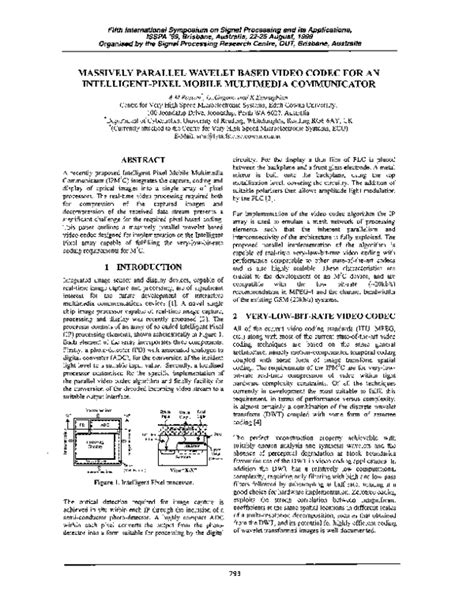 Pdf Massively Parallel Wavelet Based Video Codec For An Intelligent