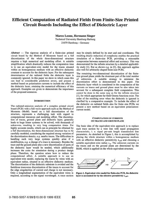 Full Article Efficient Computation Of Radiated Fields From Finite Size Printed Circuit Boards