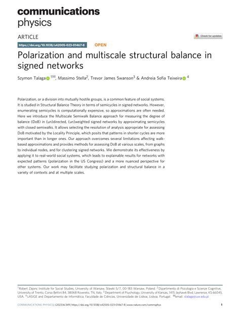 Pdf Polarization And Multiscale Structural Balance In Signed Networks