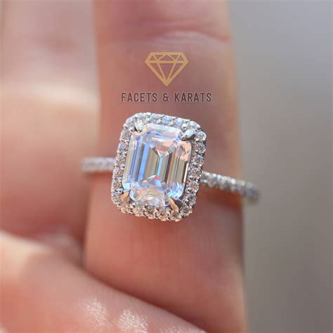 45 Ctw Asscher Cut Rectangular Engagement Ring With Double Etsy