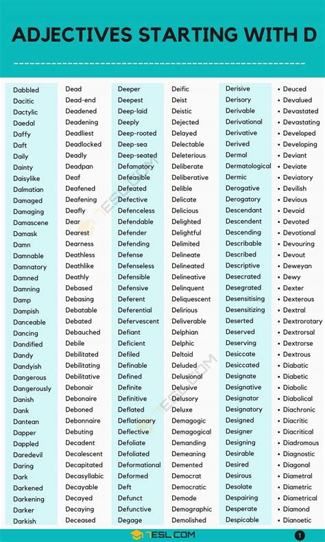 Adjectives That Start With D 1800 D Adjectives In English • 7esl