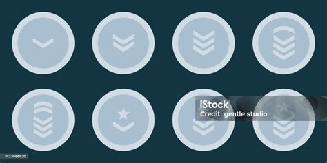 육군 순위 실버 아이콘 군사 배지 휘장 기호 셰브론 스타와 스트라이프 로고 군인 상사 소령 장교 장군 중령 대령 엠블럼 격리된