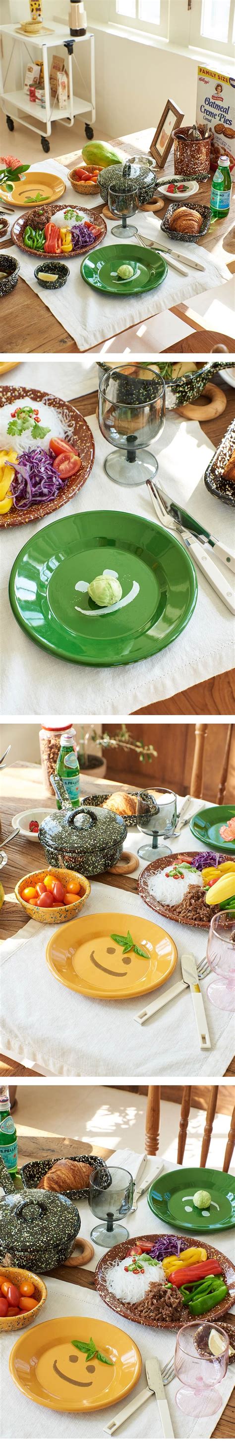에딩 스마일 크루 법랑 접시 원형플레이트 21 4color 감도 깊은 취향 셀렉트샵 29cm
