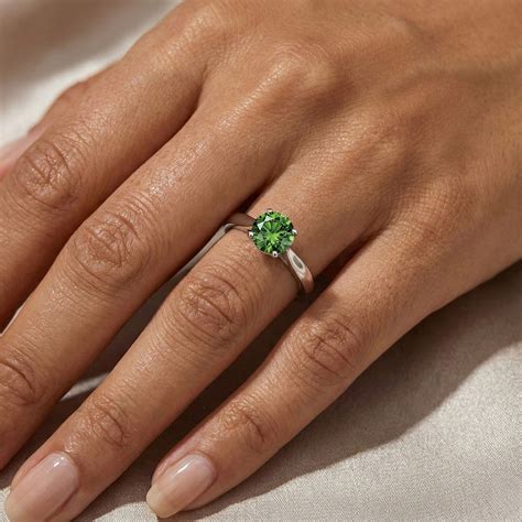 15 Carat Round Green Diamond Solitaire Engagement Ring